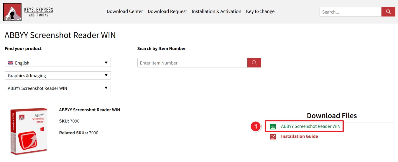 ABBYY Screenshot Reader WIN - Keys Support